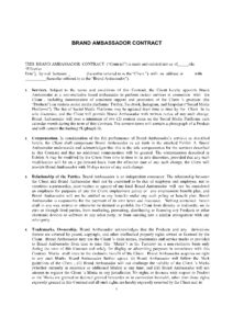 Simple Brand Ambassador Agreement Template - GRAPHICOLD