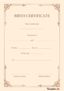 Professional And Stylish Birth Certificate Templates For Your Baby's ...
