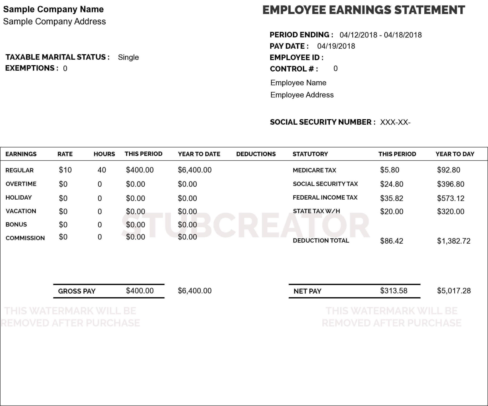 Free Pay Stub Template With Calculator: Streamline Payroll Management ...