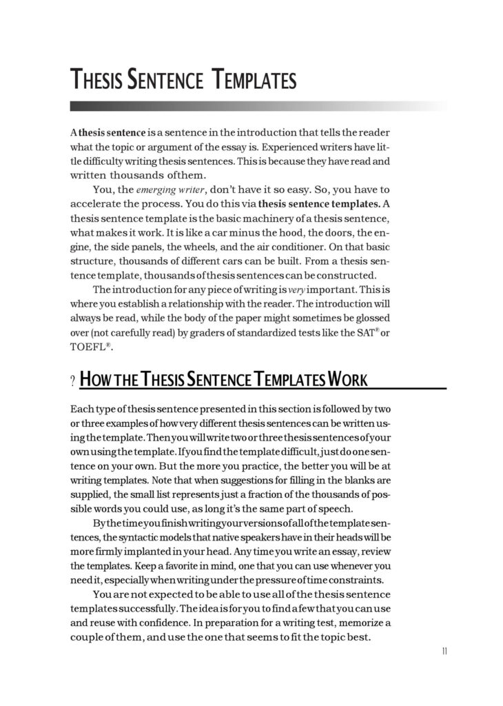 Development Of A Thesis Statement Template For Effective Academic ...