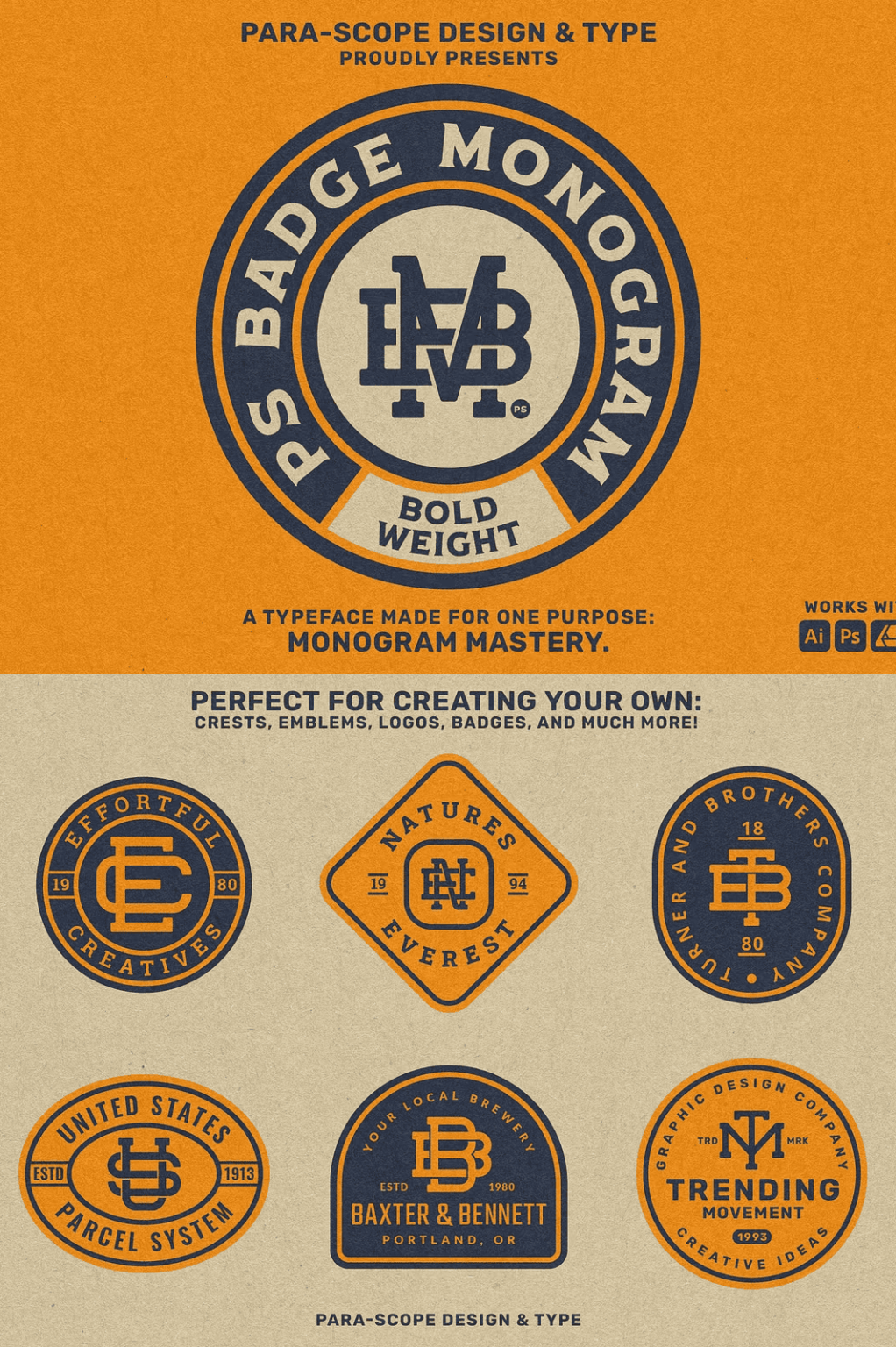 PS BADGE MONOGRAM - BOLD WEIGHT - GRAPHICOLD
